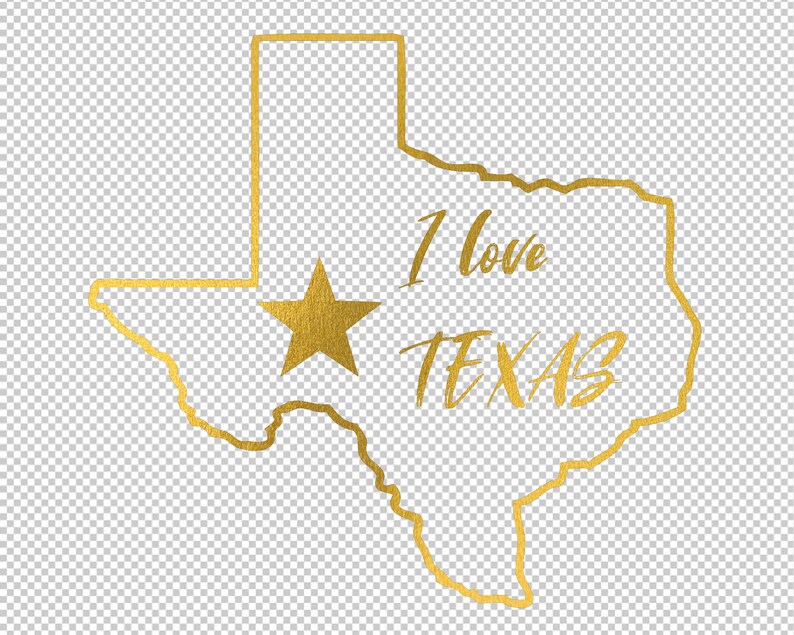 Texas State Map SVG Golden Clip Art Transparent PNG Texas Map - Etsy
