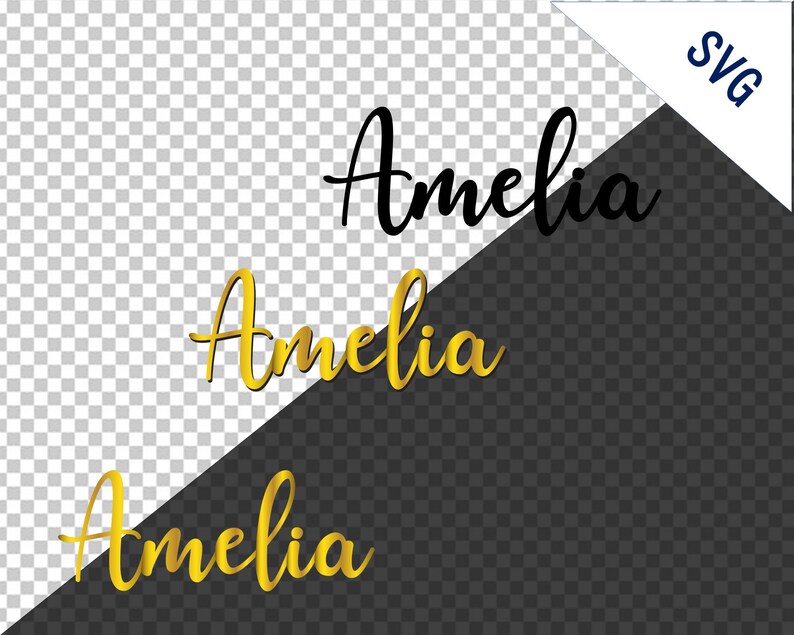 Amelia svg, Name SVG, Name Clipart svg, Gold Name Svg, Mädchen Name Tag ...