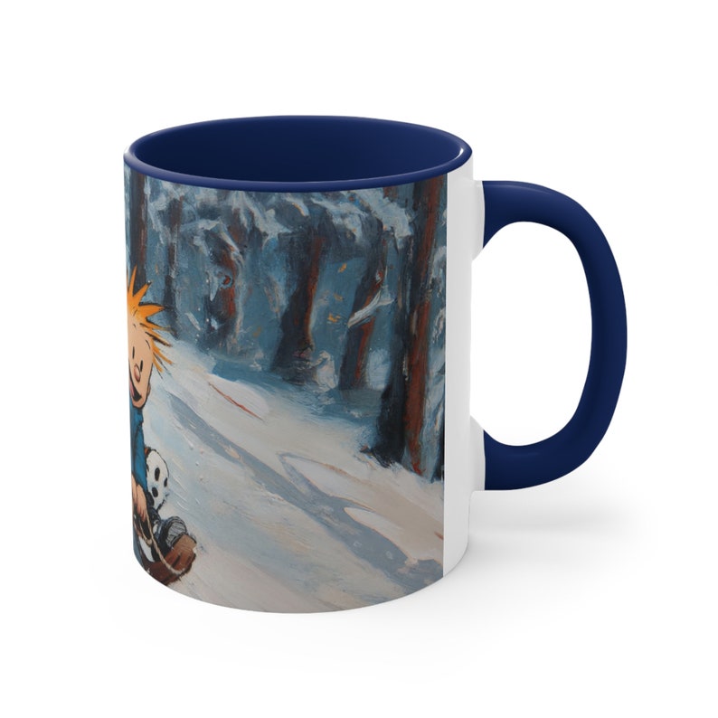 Calvin and Hobbes X Van Gogh Accent Coffee Mug Sledding in Cute ...