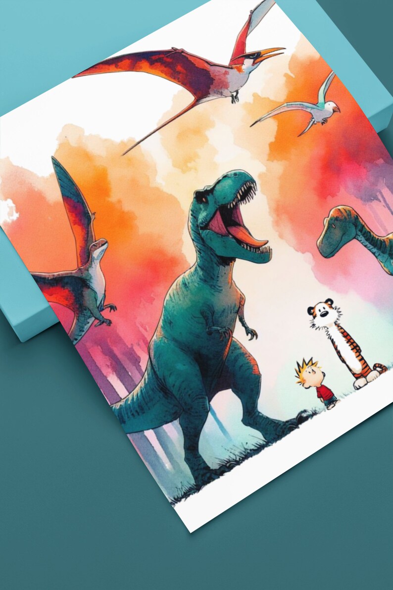 2 Calvin and Hobbes Dinosaur PNG Printables - Instant Download ...
