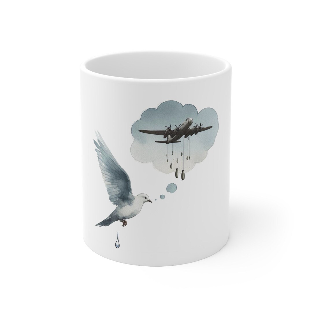 Bird Pooping Thinking of Being a Bomber Dropping Bombs Ceramic Mug 11oz ...