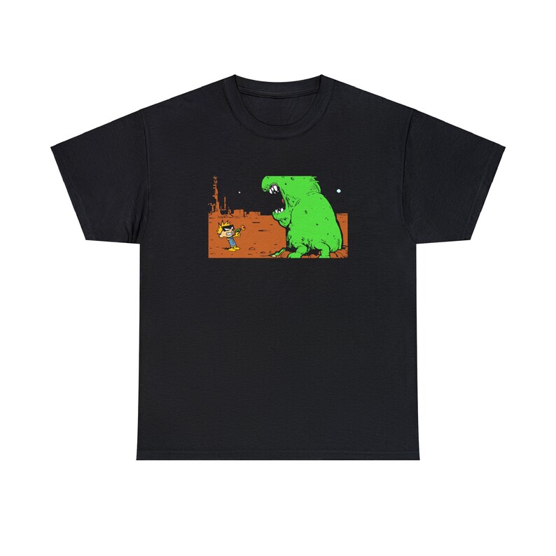 Spaceman Spiff Calvin and Hobbes Shooting an Alien Unisex Heavy Cotton ...