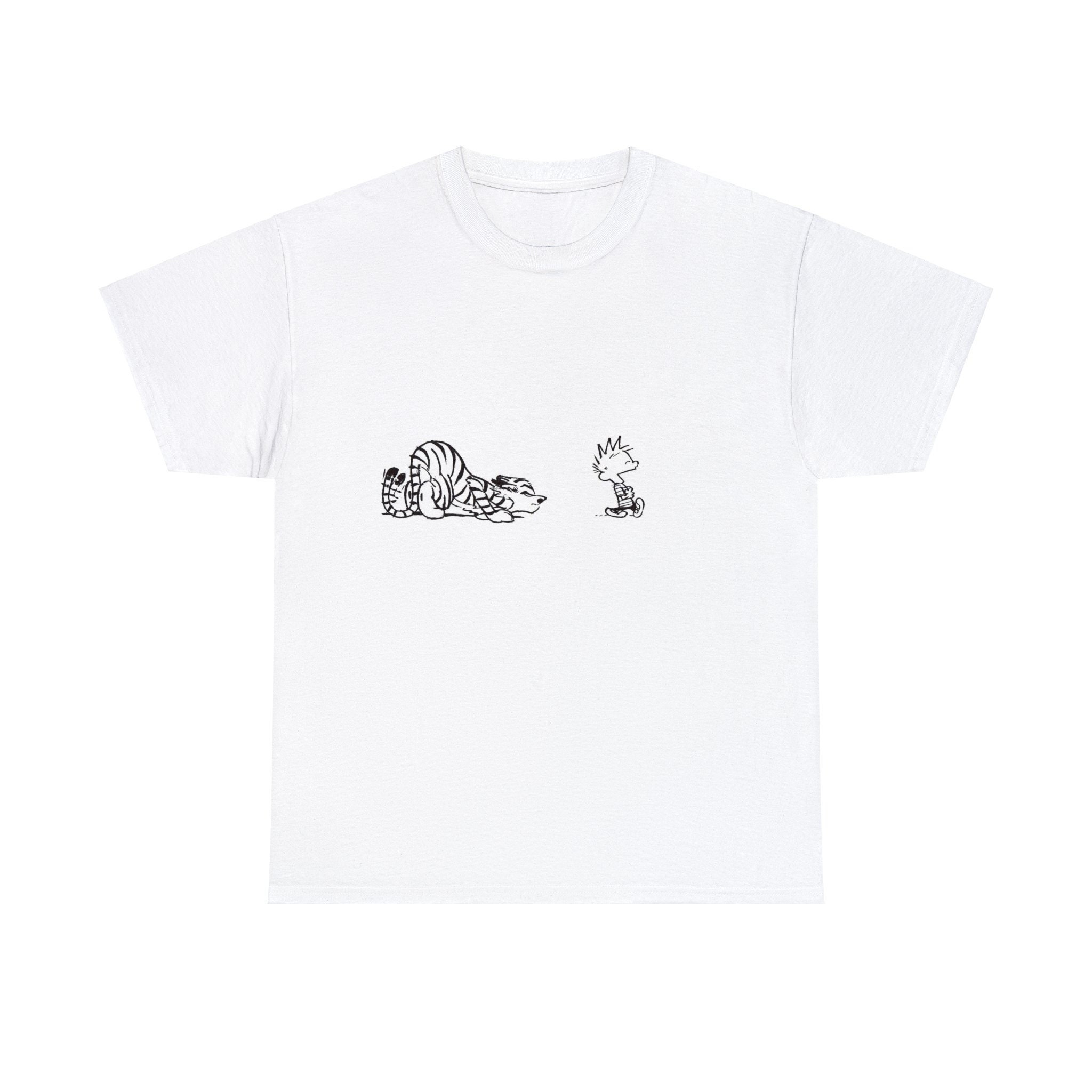 Calvin and Hobbes Pouncing Unisex Heavy Cotton Tee Black and White ...