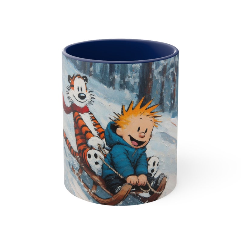 Calvin and Hobbes X Van Gogh Accent Coffee Mug Sledding in Cute ...