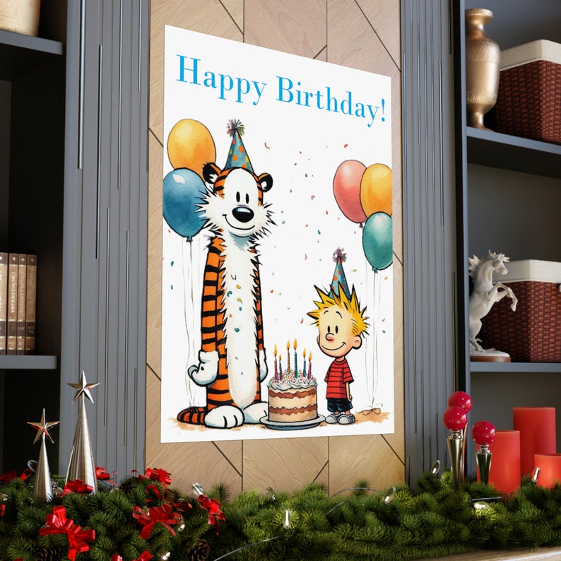 Happy Birthday Calvin and Hobbes Edition Matte Vertical Poster With ...