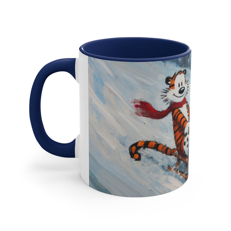 Calvin and Hobbes X Van Gogh Accent Coffee Mug Sledding in Cute ...