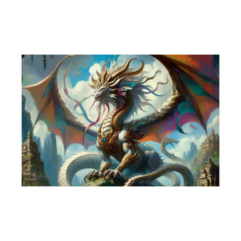 Colorful Majestic Dragon in the Style of Magic the Gathering Oil ...
