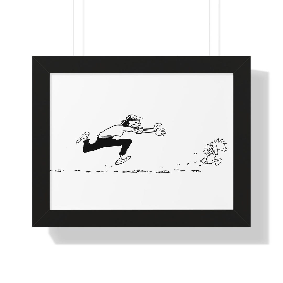 Calvin and Hobbes Running Away After Bath From Mom All Wet Framed ...