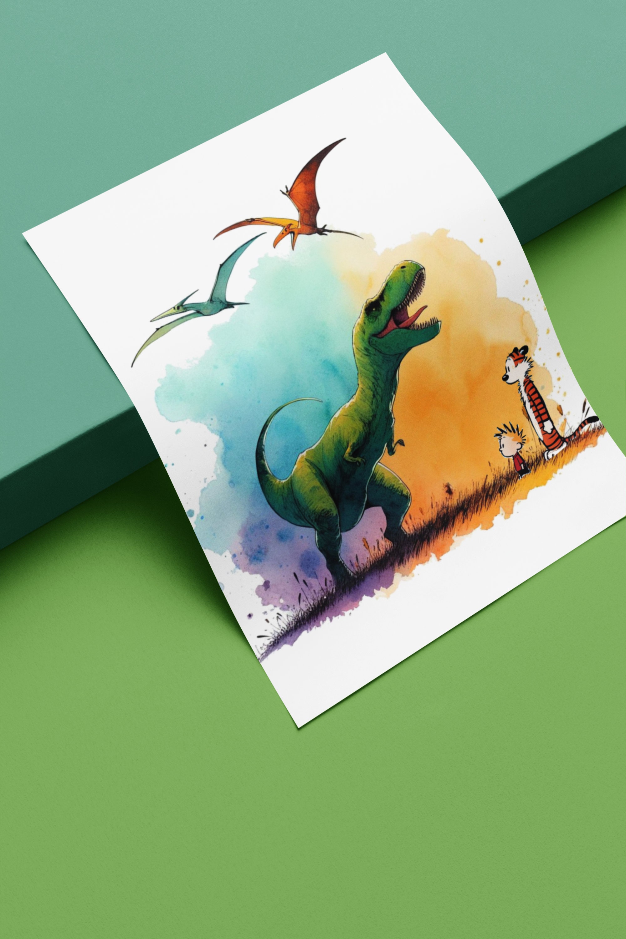 2 Calvin and Hobbes Dinosaur PNG Printables - Instant Download ...