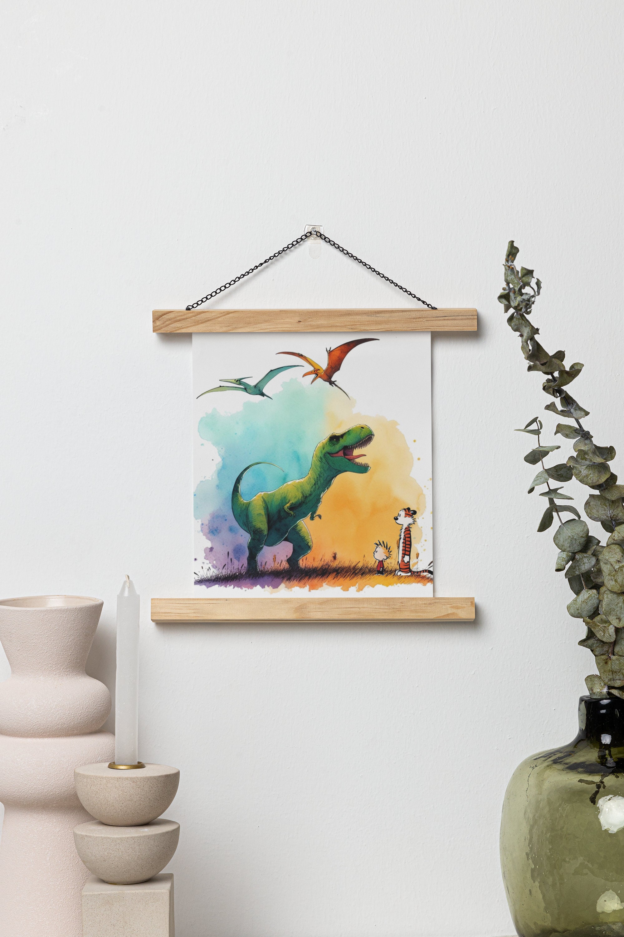 2 Calvin and Hobbes Dinosaur PNG Printables Instant Download Digital ...
