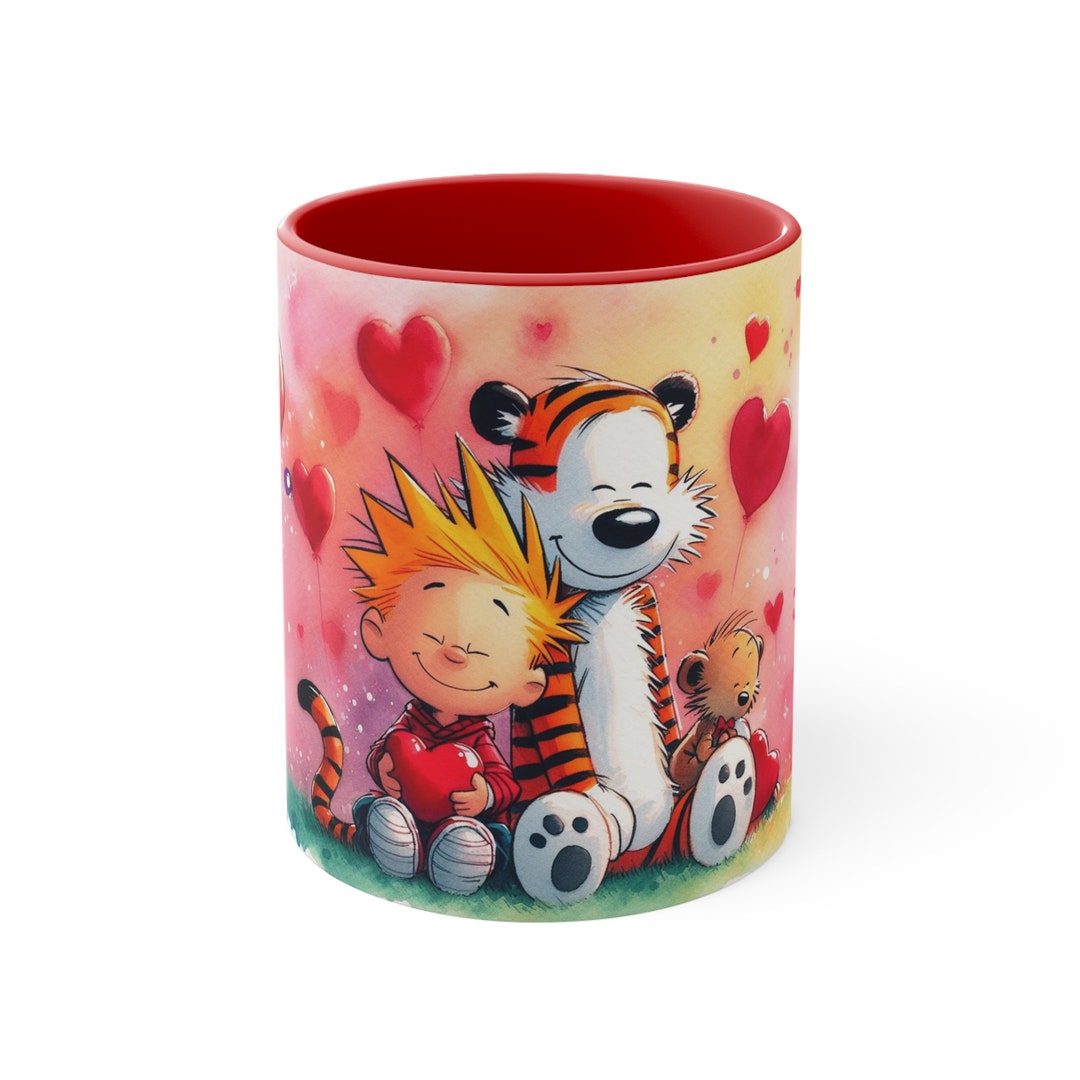 Calvin and Hobbes Love Accent Coffee Mug Watercolor Painting Art Gift ...