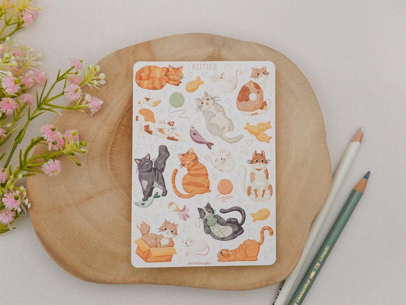 Sticker Sheet Cats | Kitties Sticker Sheet | Planner Sticker Sheet ...
