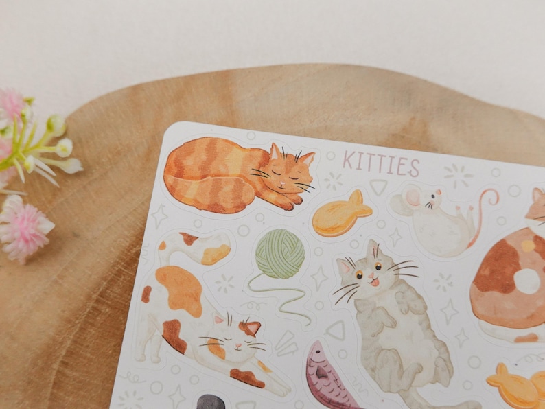 Sticker Sheet Cats | Kitties Sticker Sheet | Planner Sticker Sheet ...