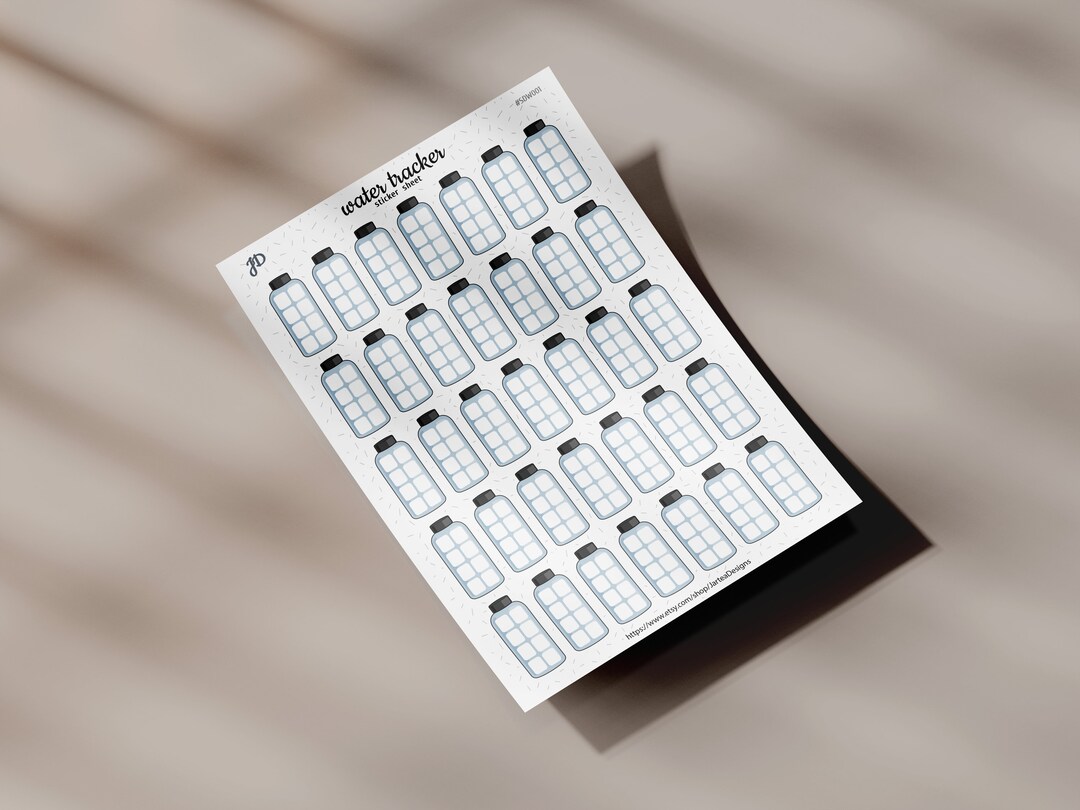 Sticker Sheet Water Tracker Stickers Water Bottle Sticker Sheet Daily ...