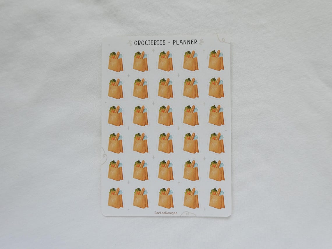 Sticker Sheet Groceries Planner Sticker | Chore Icon Stickers | Planner ...