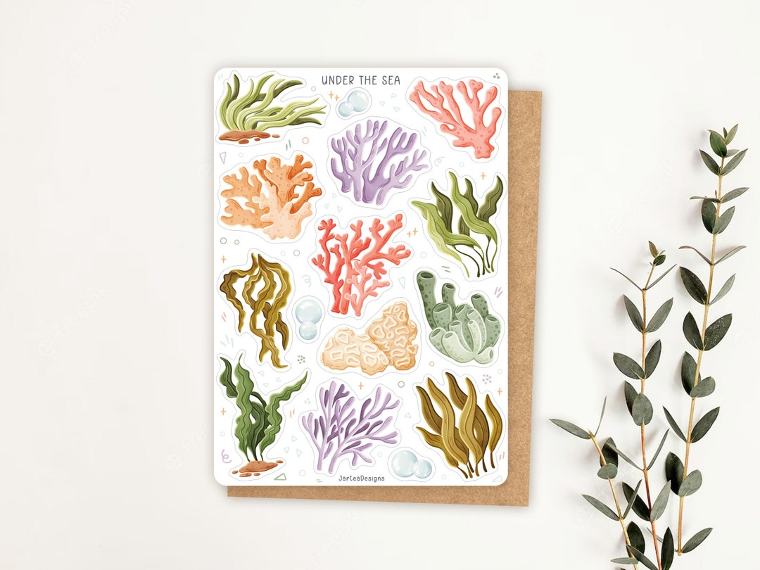 Sticker Sheet Under the Sea Sticker | Ocean Sticker Set | Coral Sticker ...