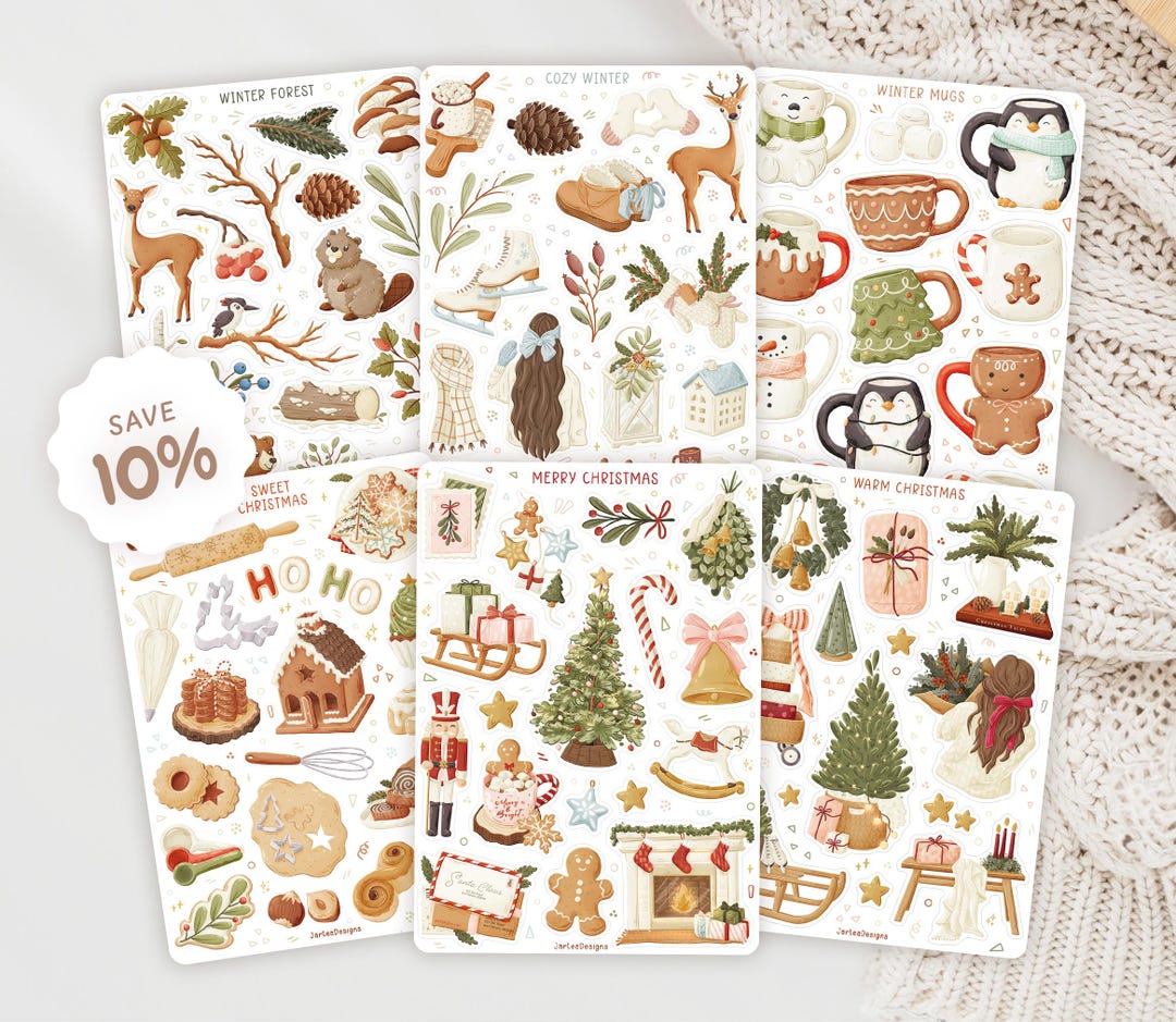 Sticker Sheet Bundle Winter Sticker Pack | Christmas Sticker Set ...