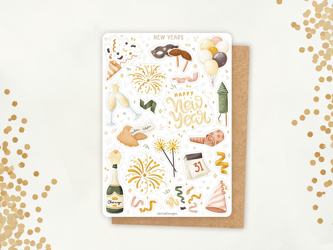 Sticker Sheet New Years Stickers | Party Sticker Sheet | Journal ...