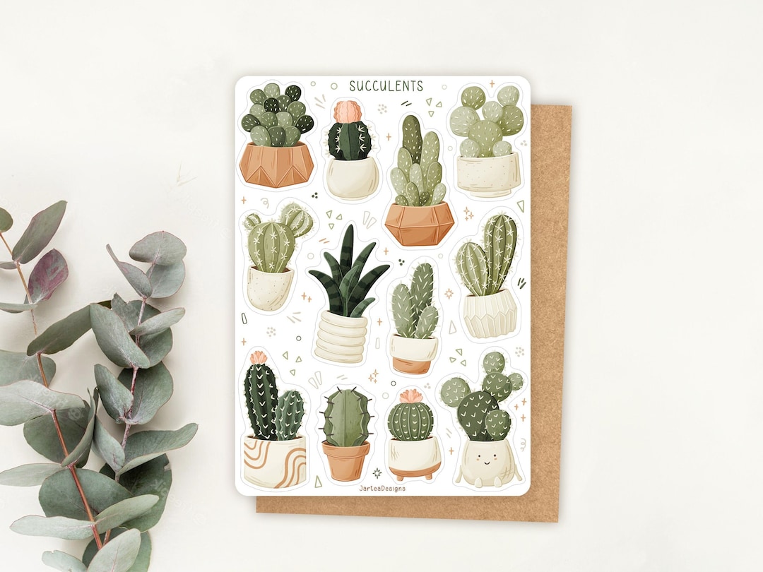 Sticker Sheet Cactus Sticker | Succulent Sticker Sheet| Plant Sticker ...