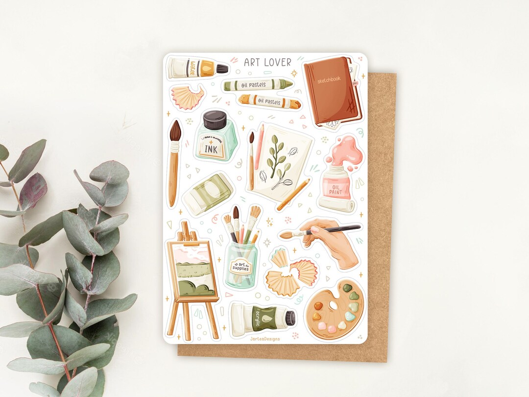 Sticker Sheet Art Lover Sticker | Art Supplies Sticker Sheet | Artist ...