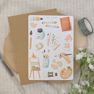 Sticker Sheet Art Lover Sticker | Art Supplies Sticker Sheet | Artist ...