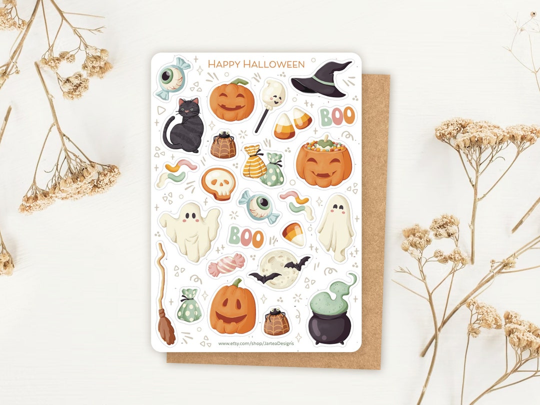 Sticker Sheet Happy Halloween | Spooky Sticker Set | Autumnal | Sticker ...