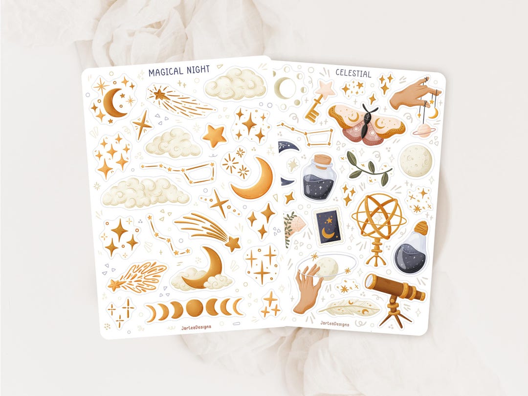 Sticker Sheet Set Night Sky Sticker | Celestial Sticker Sheet | Planner Sticker Sheet | Journal ...