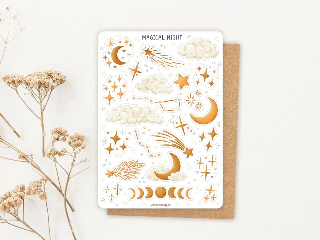 Sticker Sheet Magical Night Sticker | Night Sky Sticker Sheet | Star ...