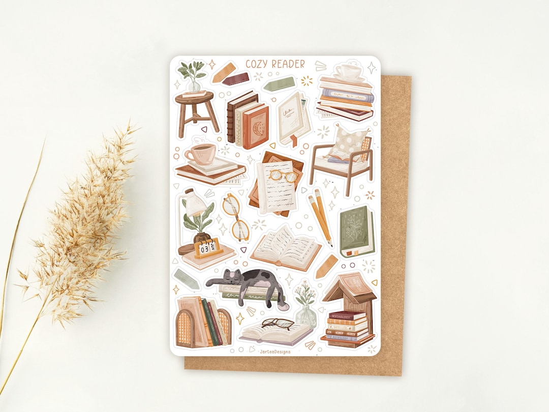 Sticker Sheet Cozy Reader | Journal Stickers, Planner Stickers, Book ...