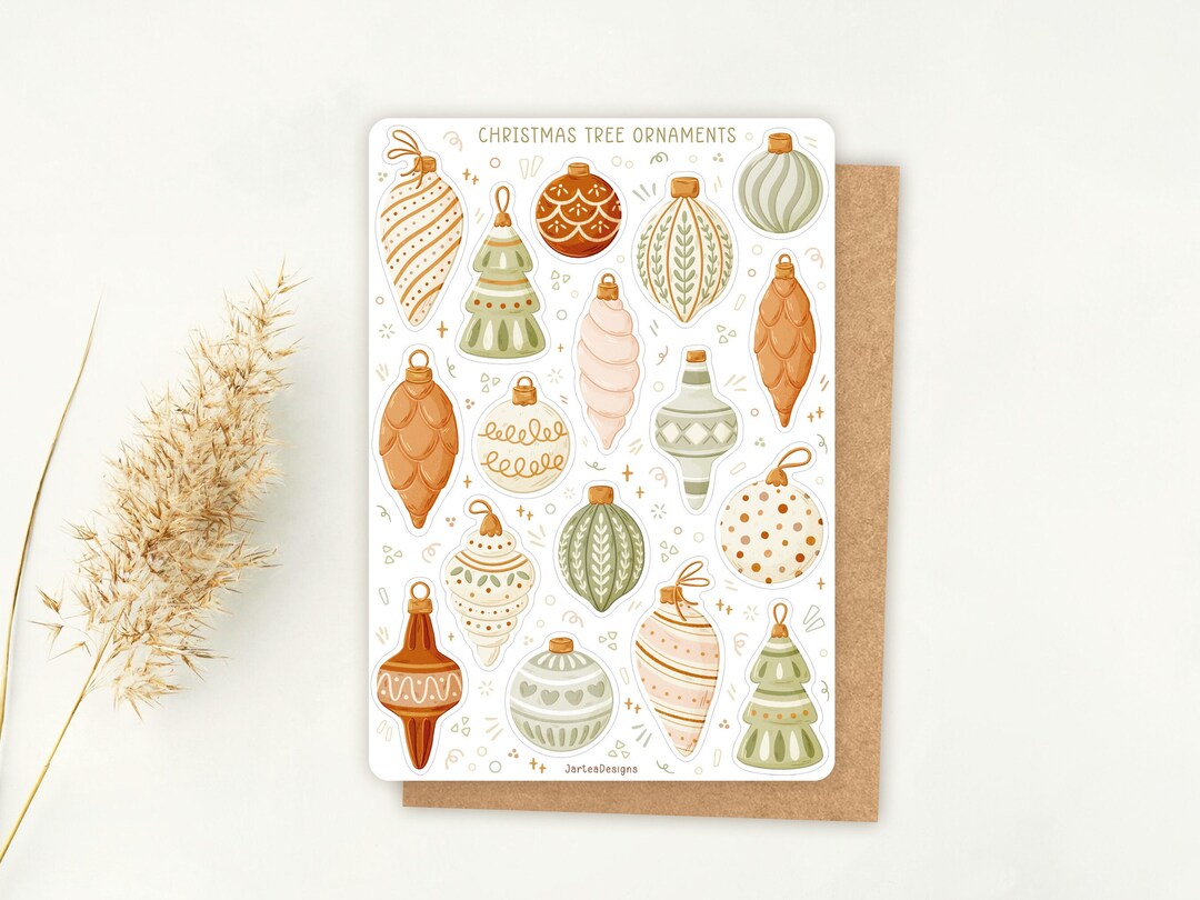 Sticker Sheet Christmas Ornaments Stickers | Christmas Sticker Sheet ...