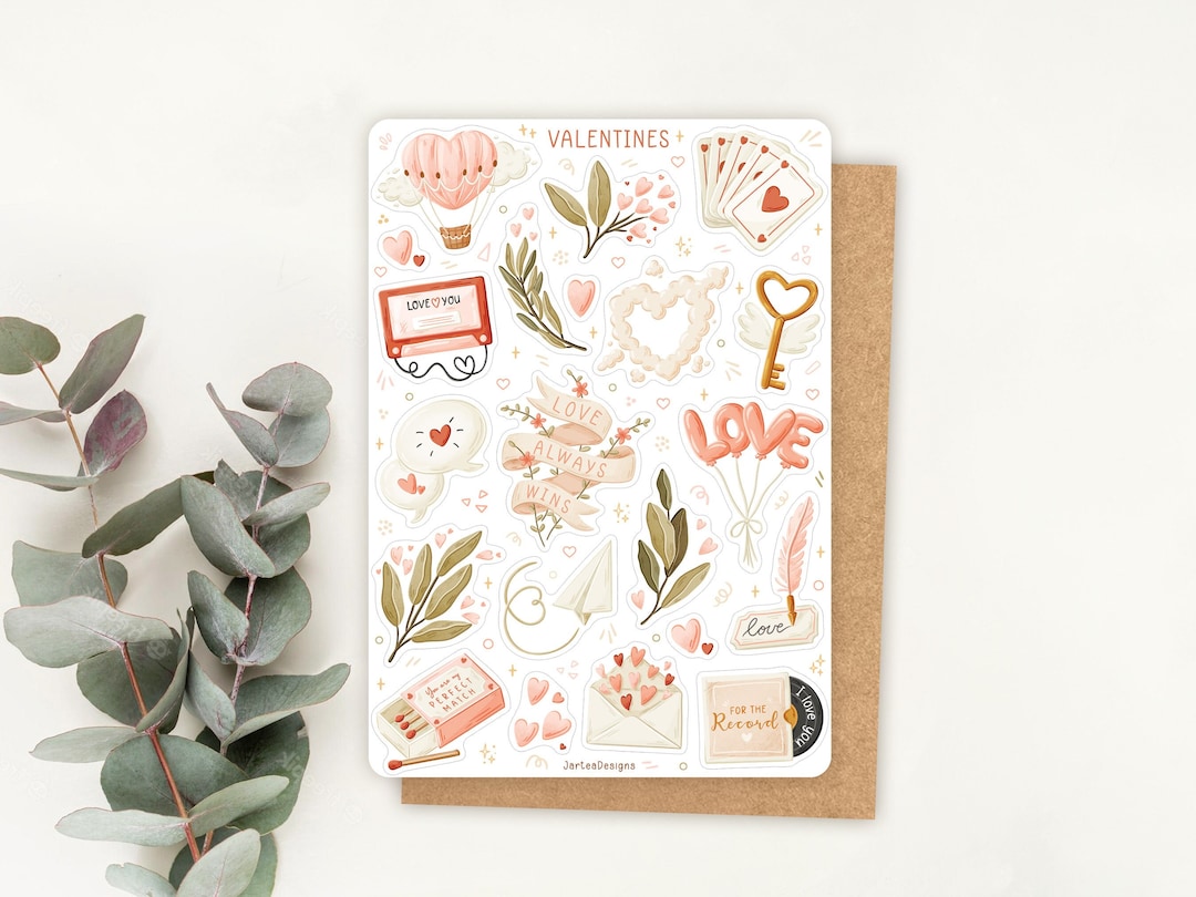 Sticker Sheet Valentines Day Sticker | Love | Romance Sticker Set ...