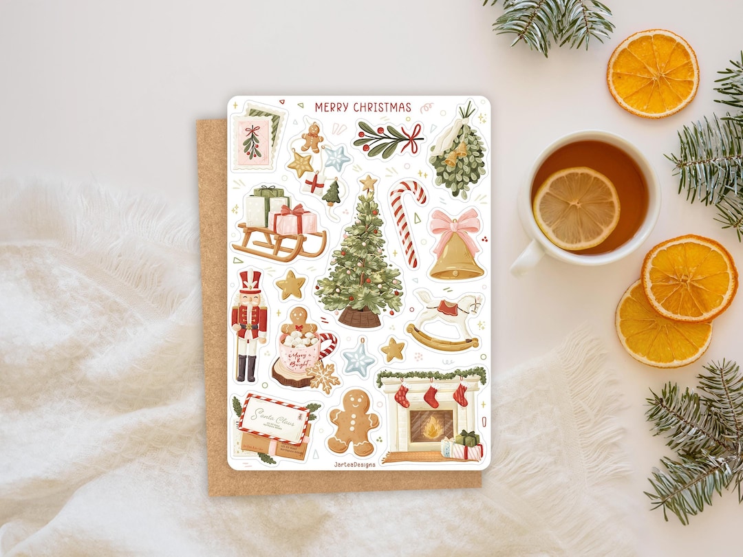 Sticker Sheet Christmas Stickers | Merry Christmas Stickers | Holidays ...
