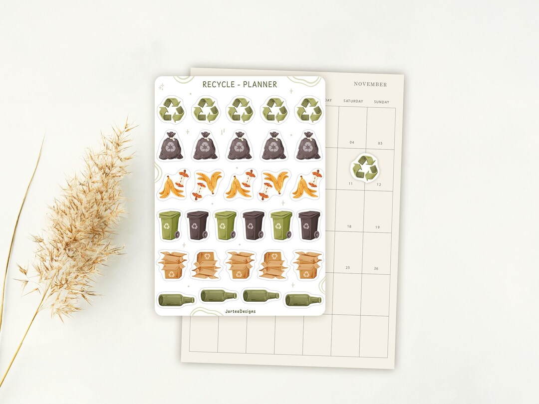 Sticker Sheet Recycle Planner Sticker Sheet | Garbage Icon Stickers ...