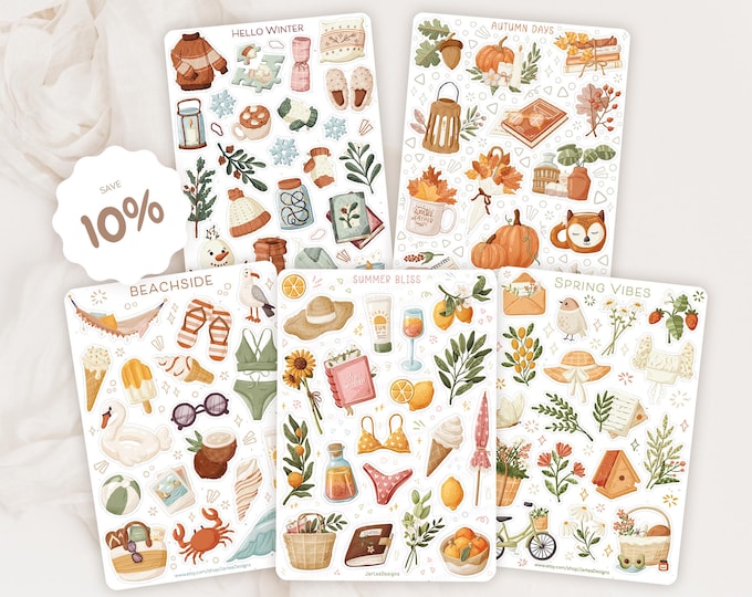 Season Planner Stickers, Winter Spring Summer Fall Planner Sticker - Etsy