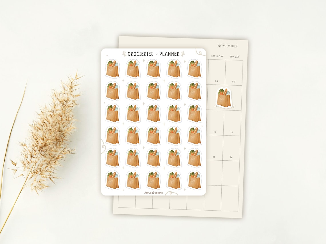 Sticker Sheet Groceries Planner Sticker | Chore Icon Stickers | Planner ...