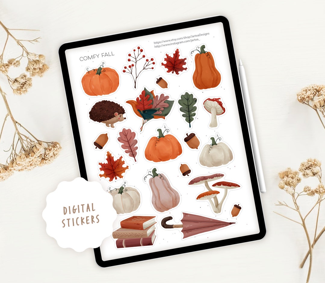 Digital Sticker Sheet Goodnotes PNG Comfy Fall PDF Digital Planner ...