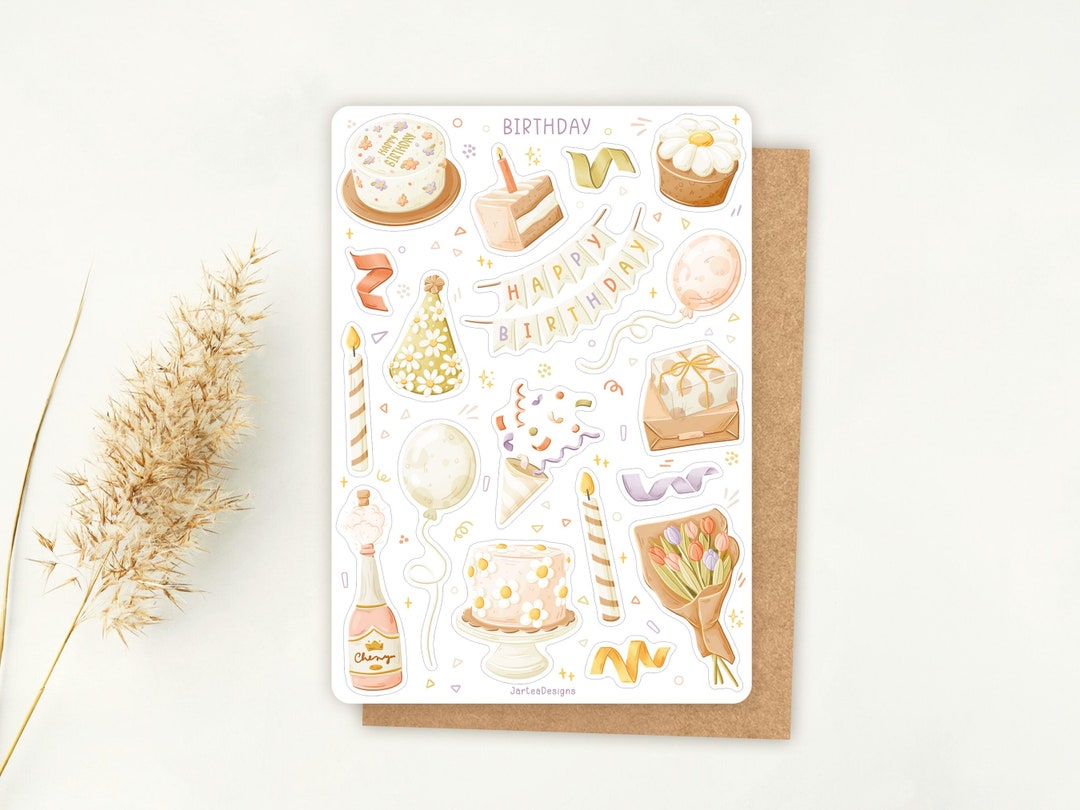 Sticker Sheet Birthday Sticker | Flower Birthday Sticker Sheet| Planner ...