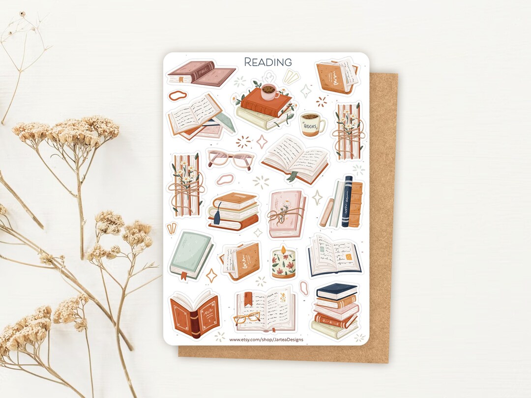 Sticker Sheet Reading | Journal Stickers, Planner Stickers, Book ...