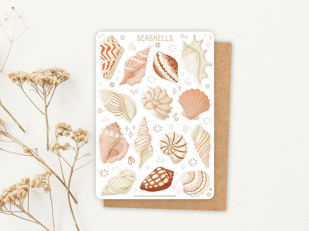 Sticker Sheet Seashell Sticker | Beach Sticker Set | Planner Sticker ...