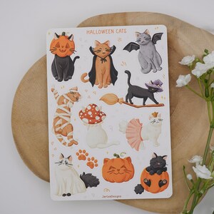 Sticker Sheet Halloween Cats Stickers | Spooky Sticker Set | Autumnal ...