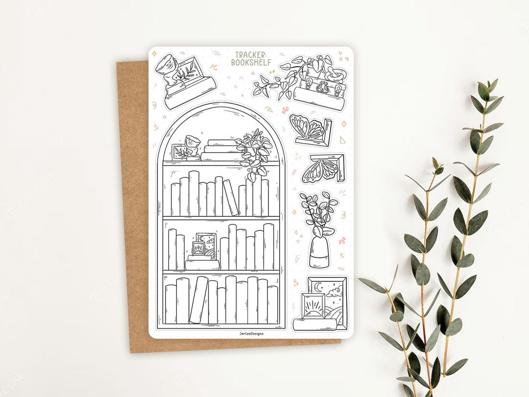 Sticker Sheet Book Tracker Stickers Bookshelf Sticker Reading Journal ...