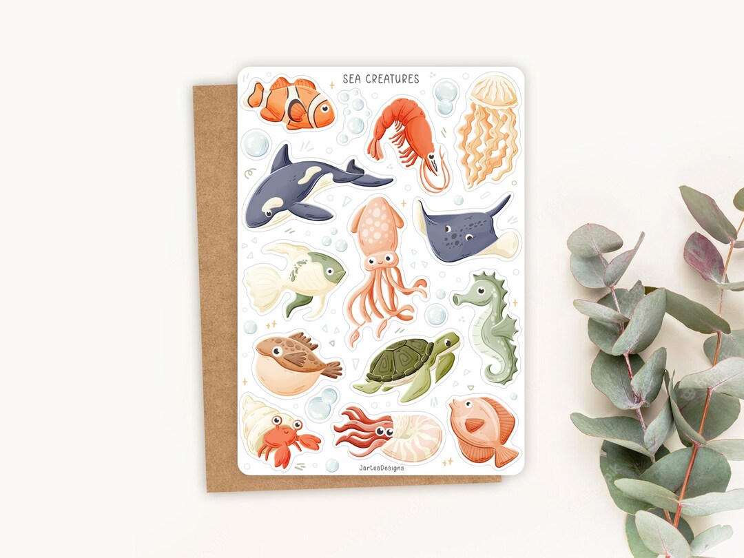 Sticker Sheet Sea Creatures Sticker | Ocean Sticker Set | Planner ...