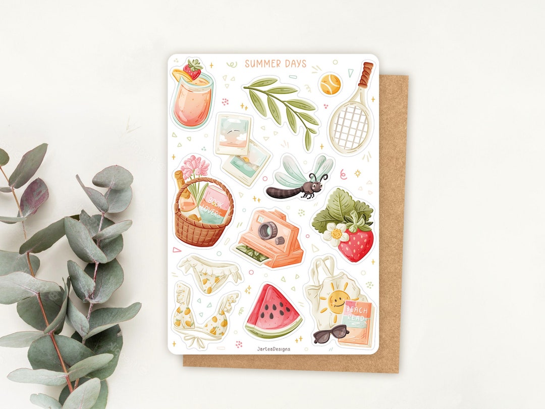 Sticker Sheet Summer Days Sticker | Summer Sticker Sheet | Planner ...