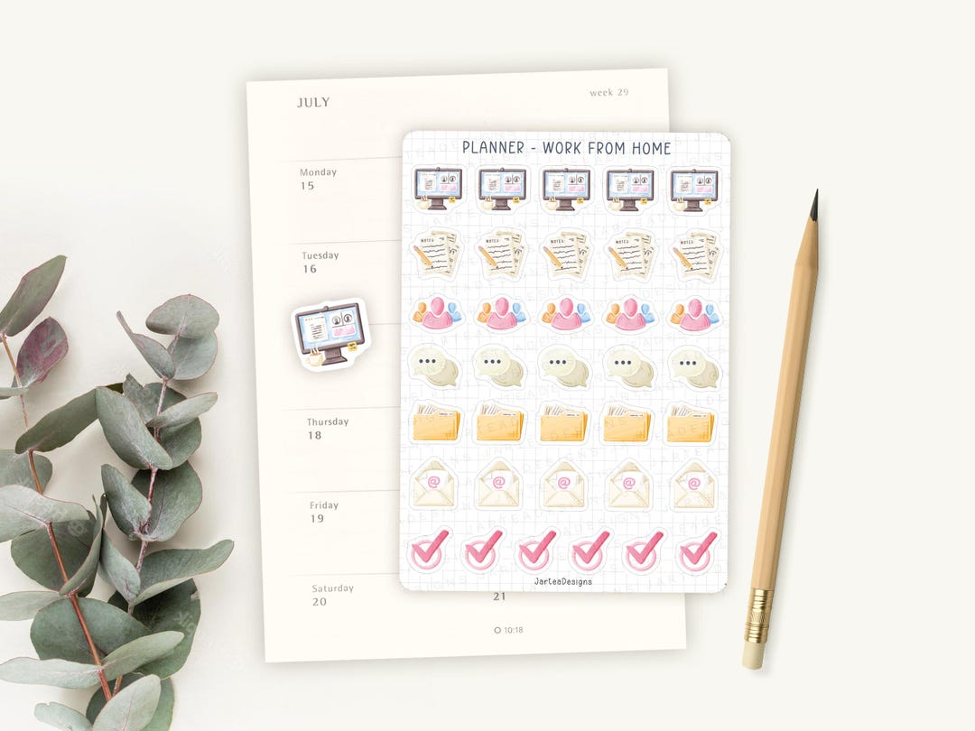 Work From Home Planner Stickers, Home Office Planner Stickers, Cute ...