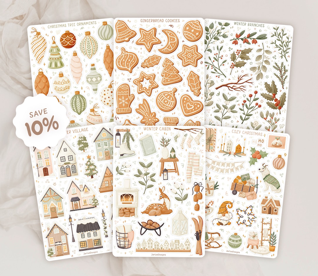 Sticker Sheet Bundle Winter Sticker Pack | Christmas Sticker Set ...