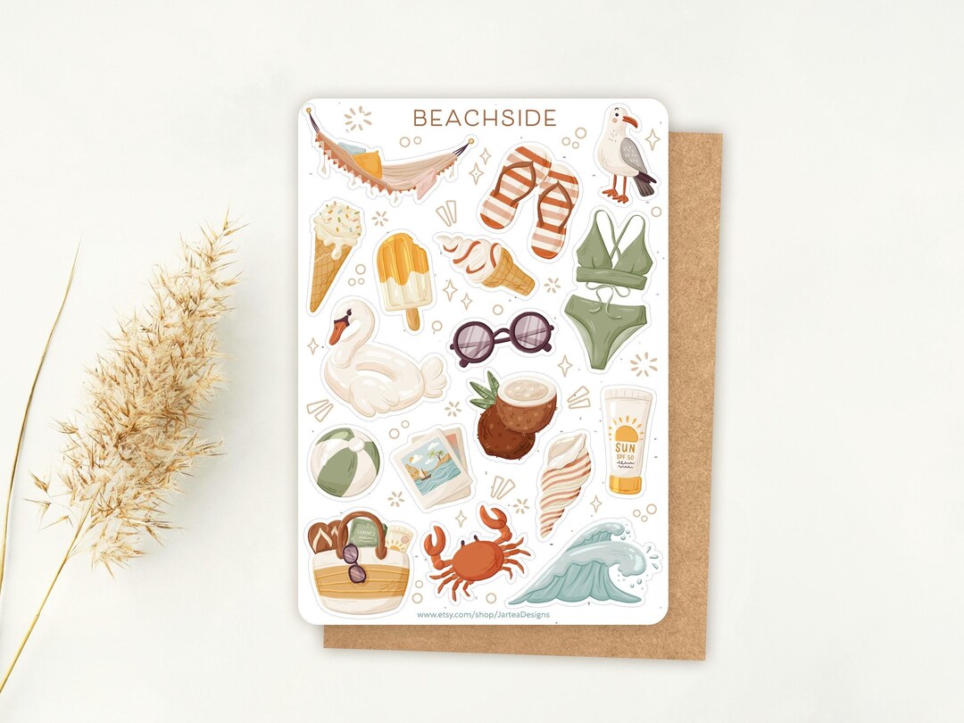 Sticker Sheet Beachside Sticker | Beach Day Sticker Set | Planner ...