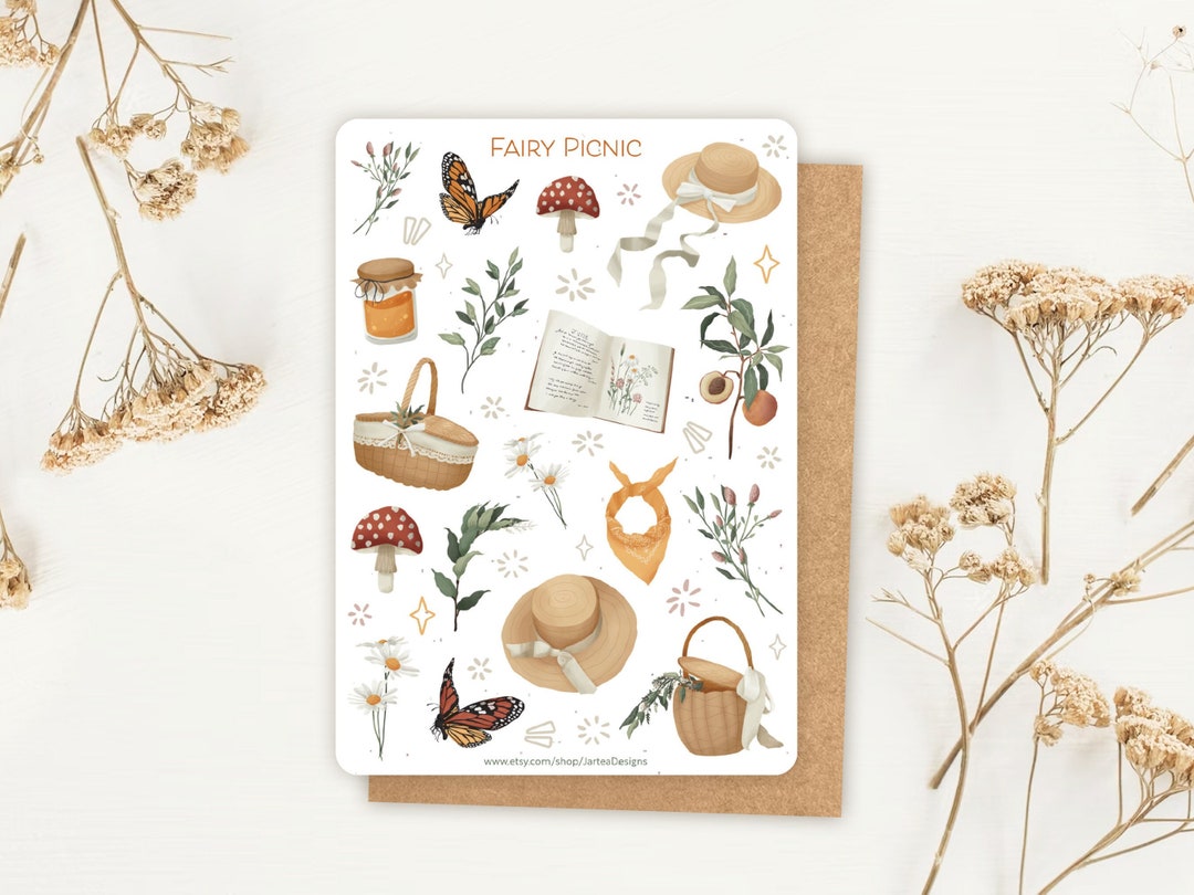 Sticker Sheet Fairy Picnic Sticker Cottagecore Sticker Picnic Sticker ...