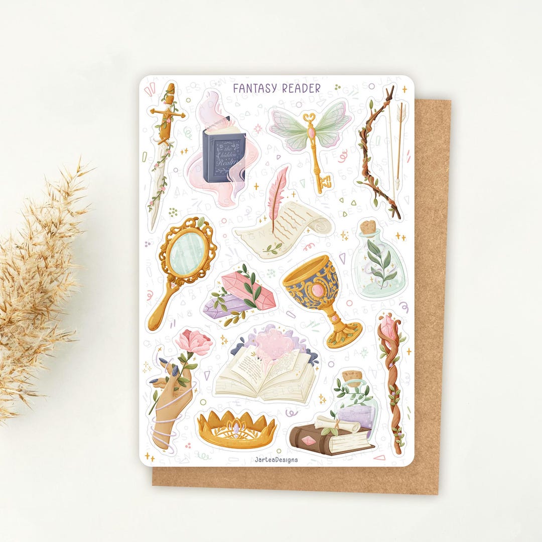 Sticker Sheet Fantasy Reader Sticker | Reading Journal Stickers ...