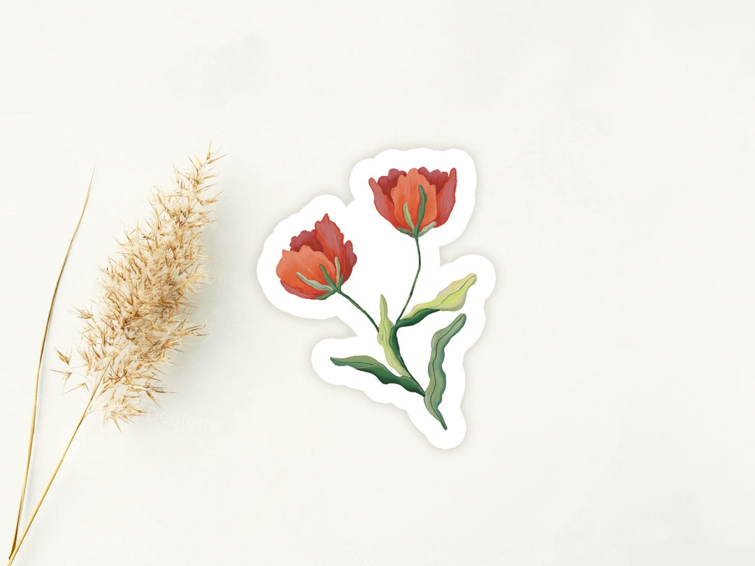 Sticker Flower Vinyl Sticker Waterproof Tulip Sticker Waterbottle ...