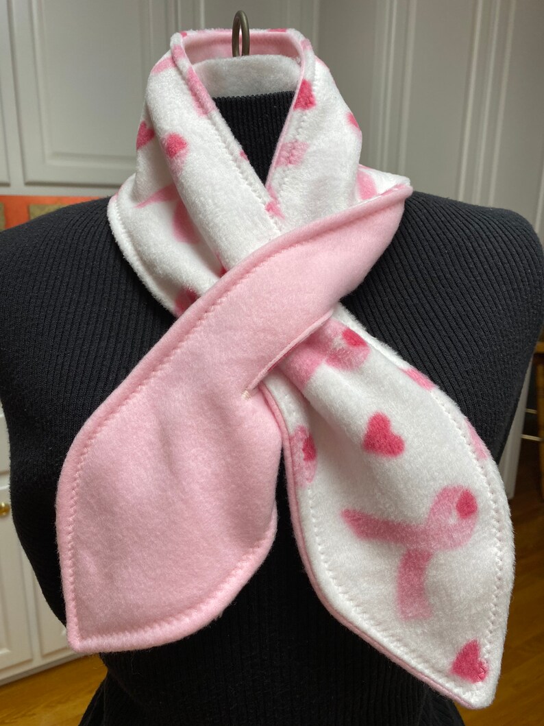 Pink Ribbon Fleece Scarf Breast Cancer Awareness Keyhole - Etsy